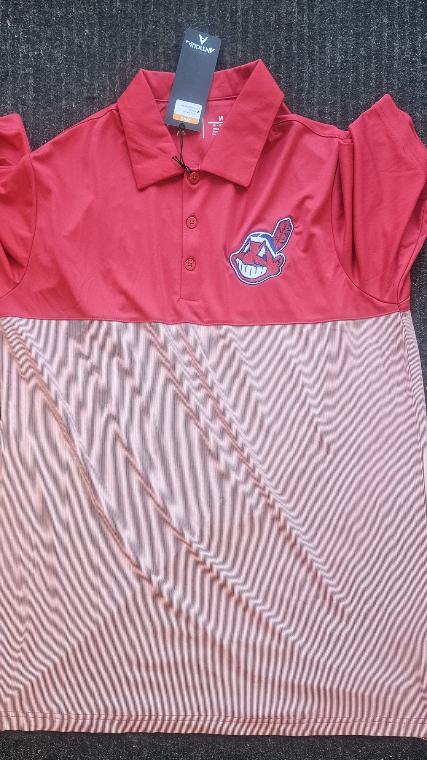 Antiqua Chief Wahoo Venture Red Stripe Venture Polo Large – GPS Sports ...